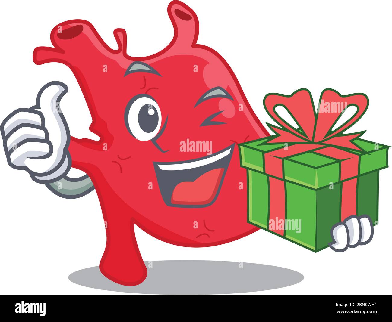 Smiling heart cartoon character having a green gift box Stock Vector ...
