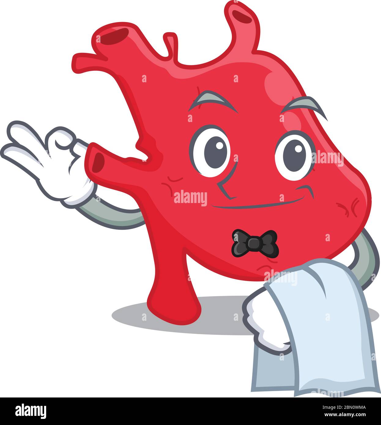 A cartoon character of heart waiter working in the restaurant Stock ...