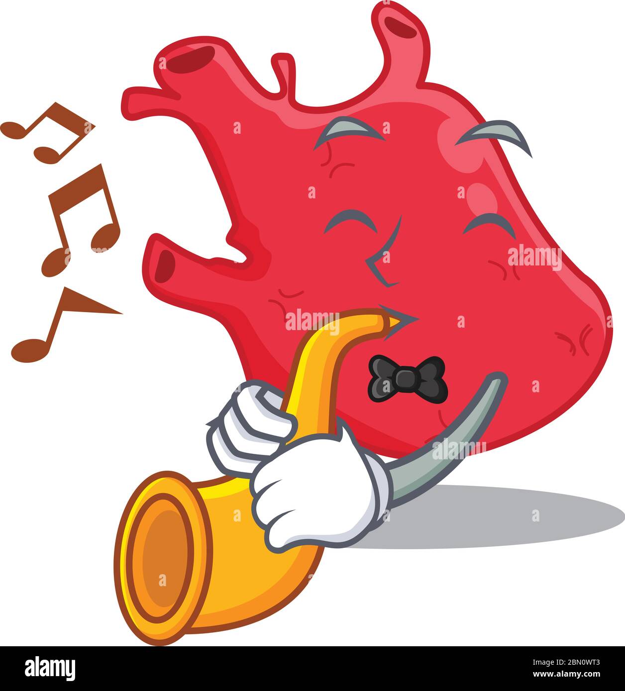 Talented musician of heart cartoon design playing a trumpet Stock ...