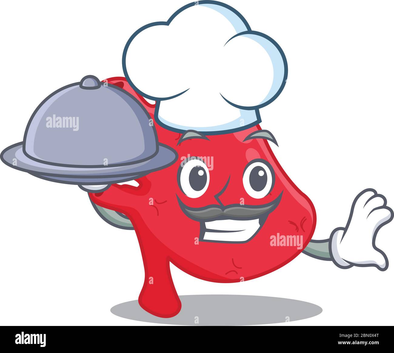 Heart chef cartoon character serving food on tray Stock Vector Image ...