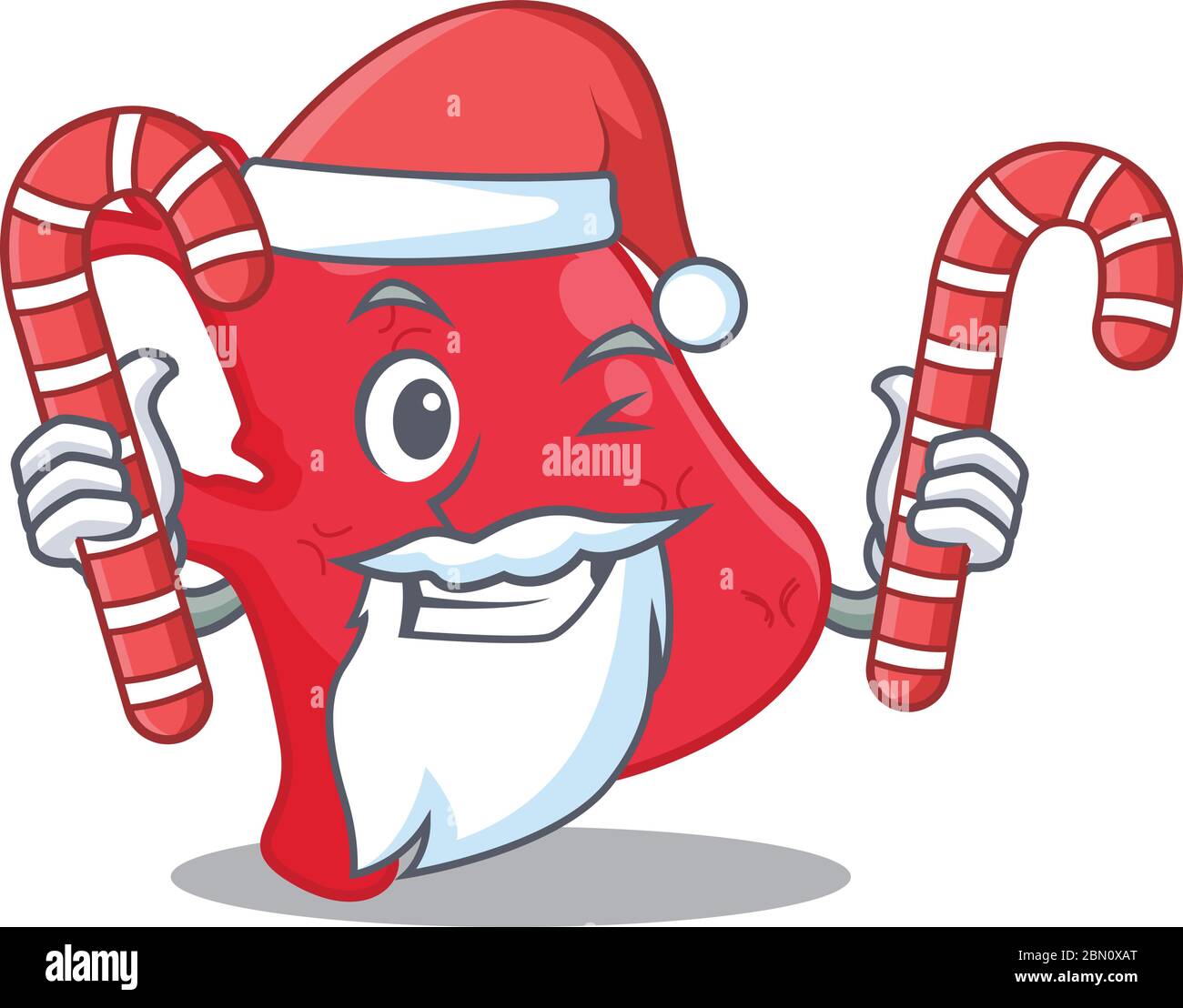 Friendly heart in Santa Cartoon character holds Christmas candies Stock ...