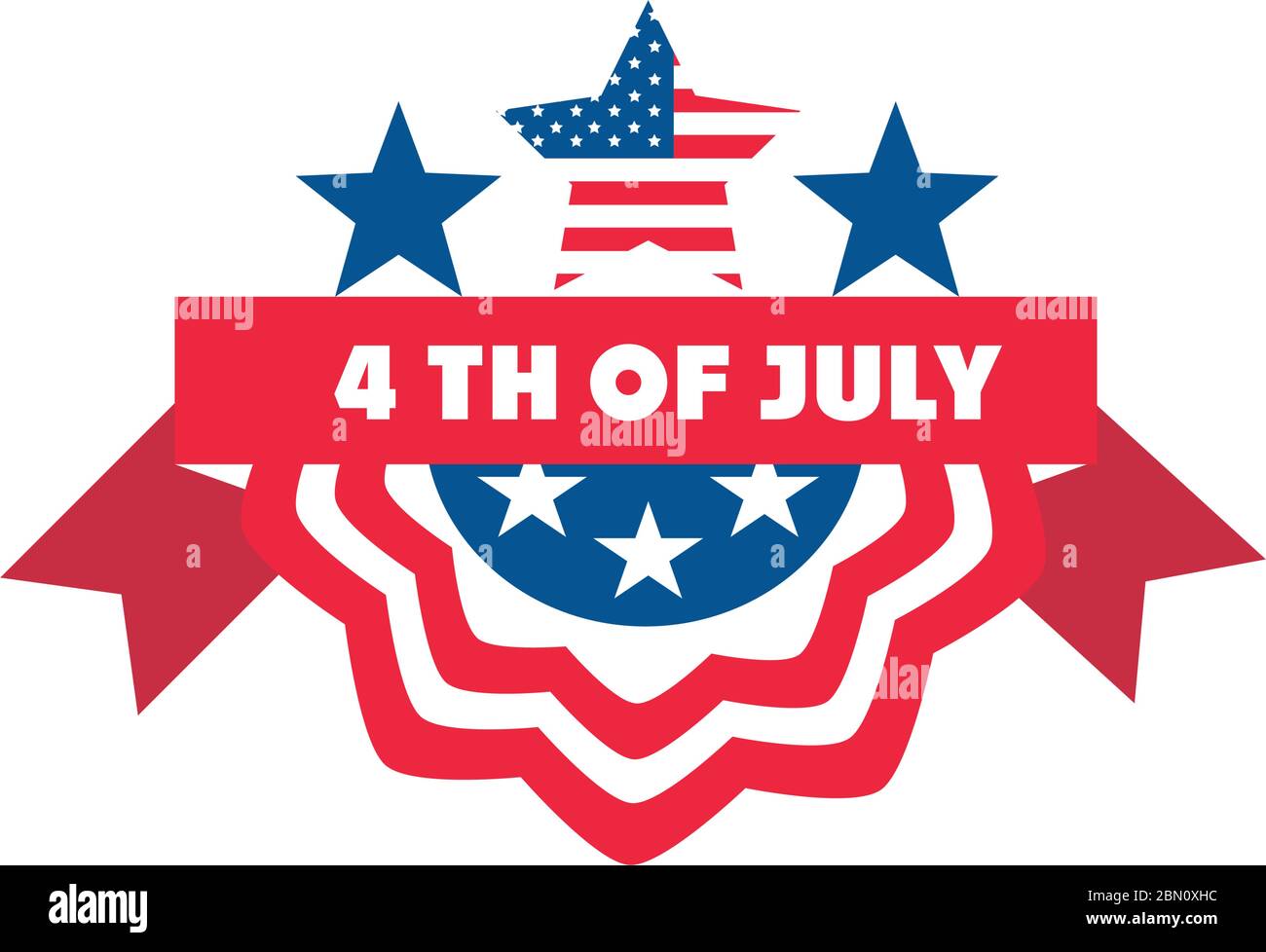 4th of july independence day, american flag stars ribbon label vector ...