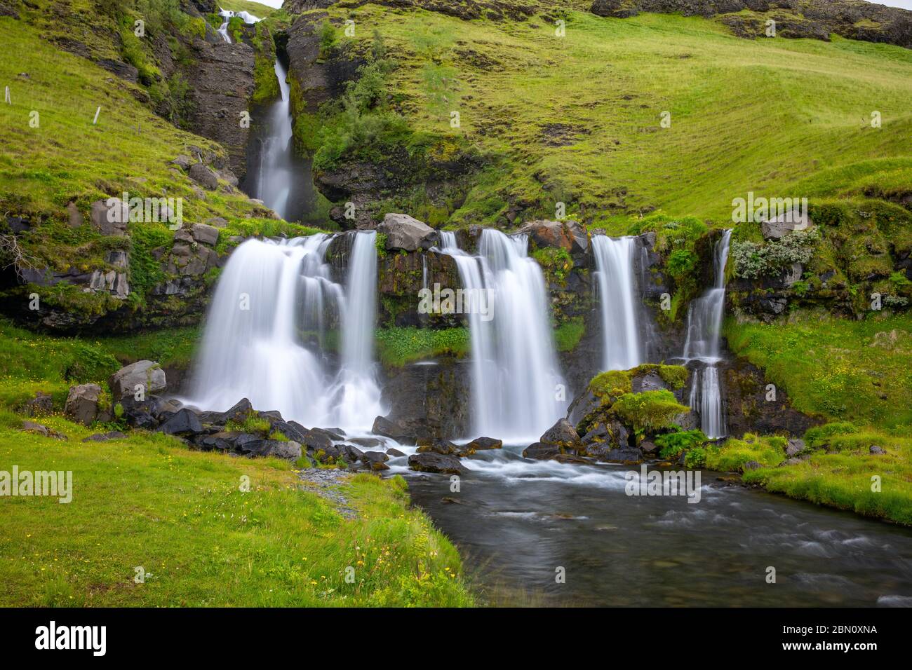 Gluggafoss waterfall in the Fljótshlíð area of southern Iceland Stock ...