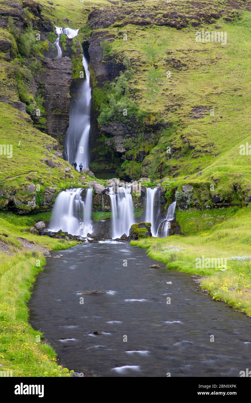 Gluggafoss waterfall in the Fljótshlíð area of southern Iceland Stock ...