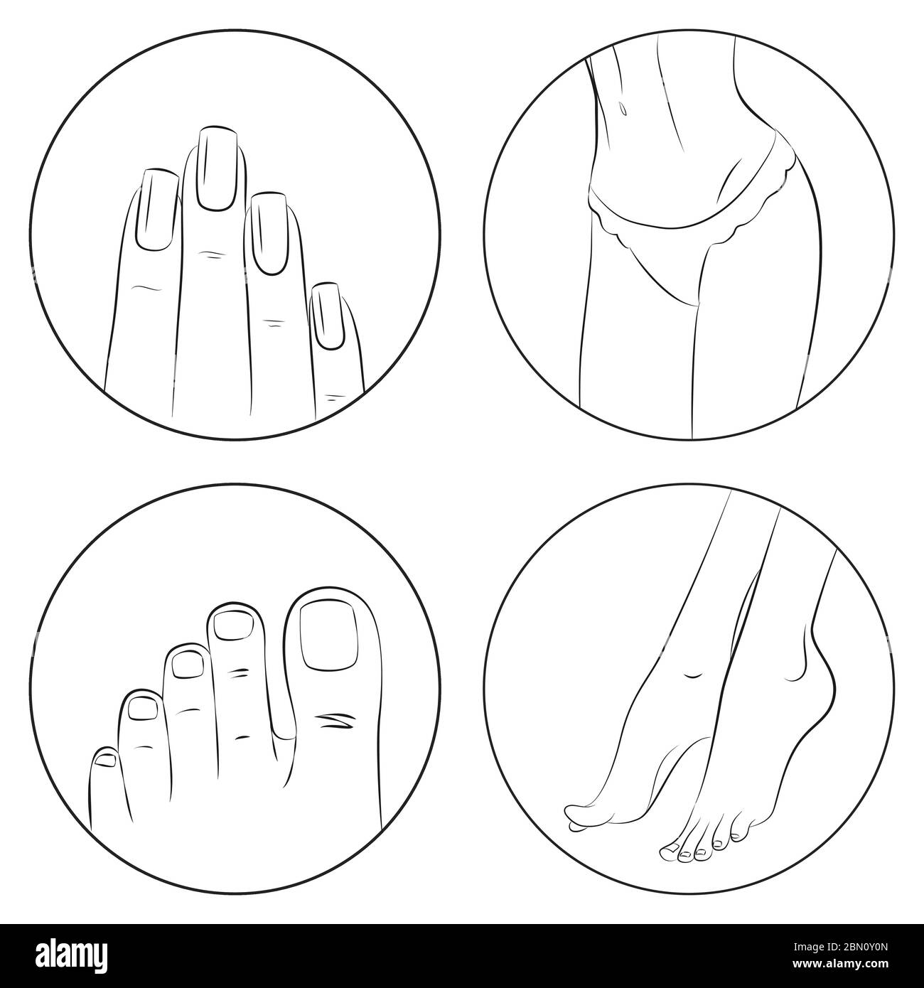 Manicure, pedicure and body care vector icon set. Pack of 4 icons in ...