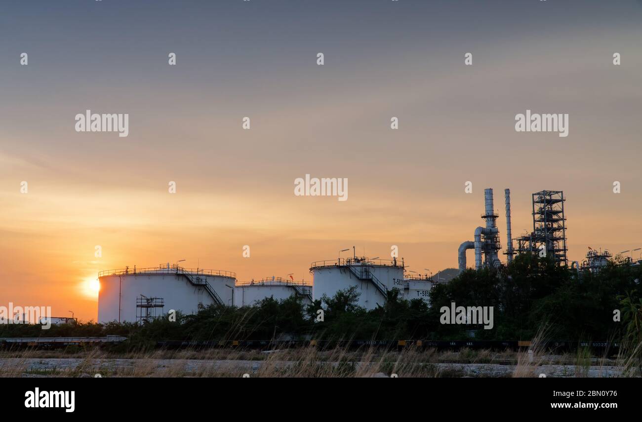 Oil refinery terminal is industrial facility for storage of oil tank ...