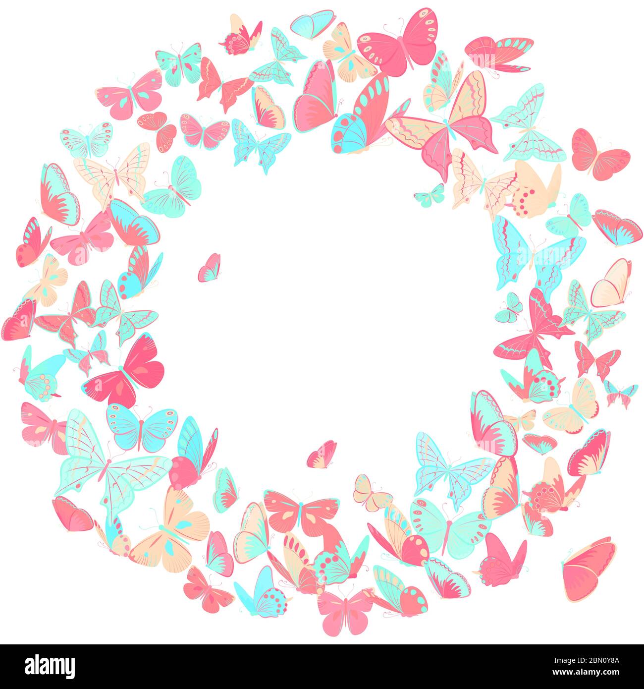Butterfly frame design element in pink and blue. Simple and elegant ...