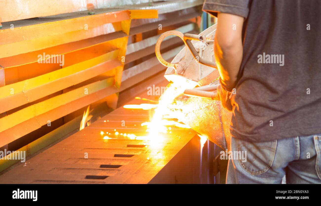 Blurred picture of iron casting process for industrial background Stock ...