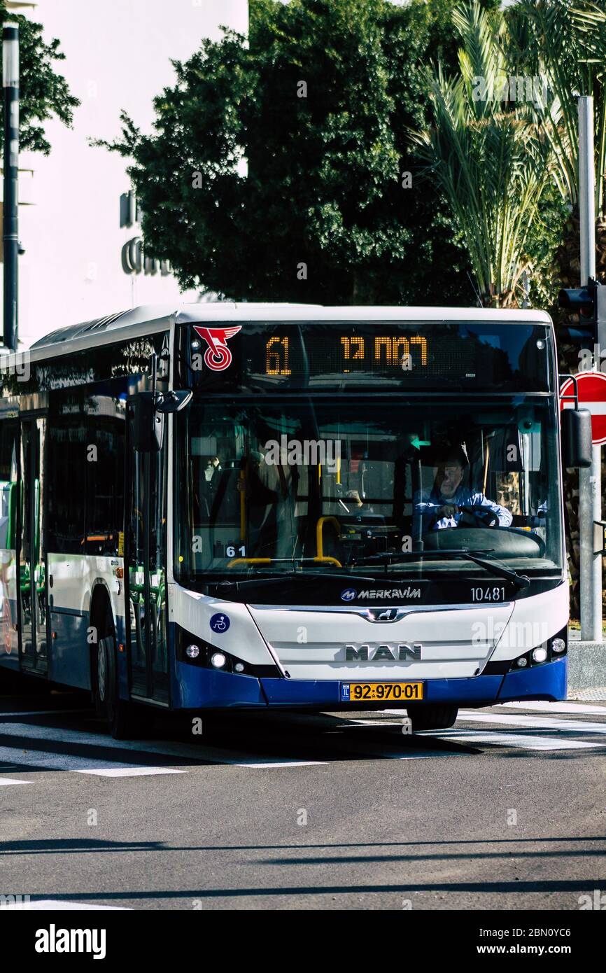 Tel Aviv Israel January 23, 2020 View of a traditional Israeli public ...
