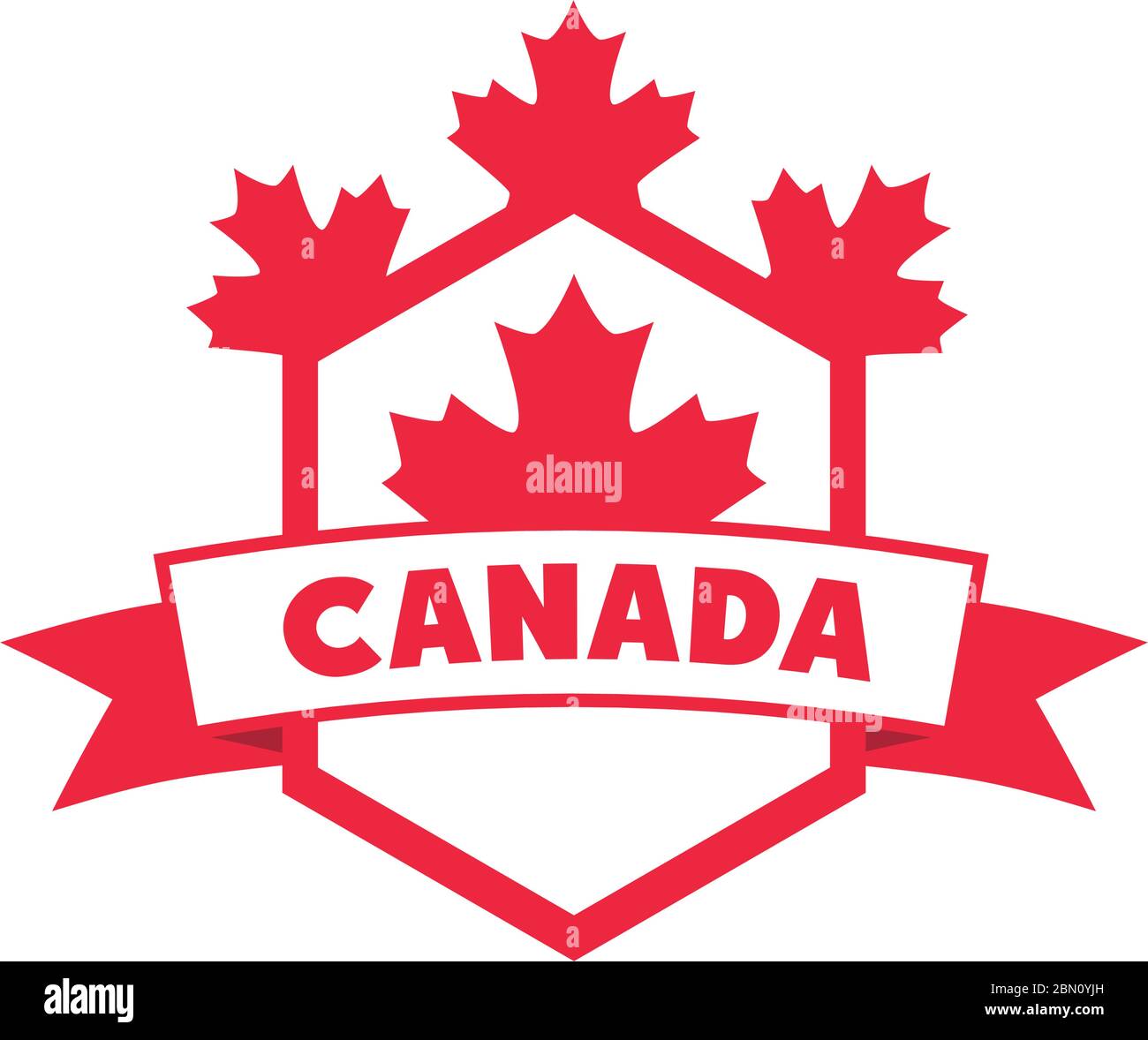 canada day, shield maple leaves ribbon label insignia vector ...