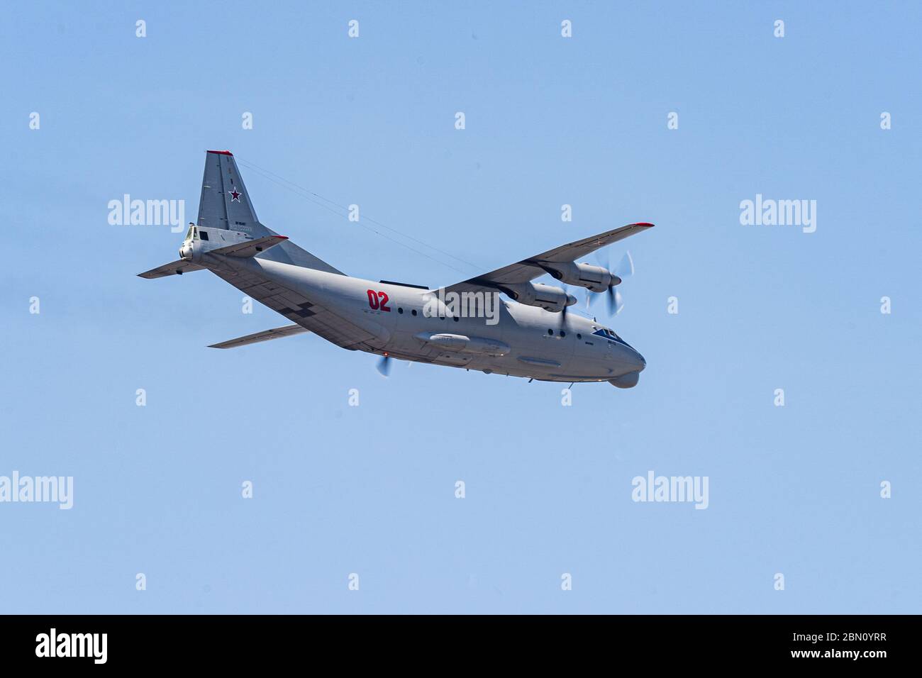 Russia, Khabarovsk - May 9, 2020: An-12D military transport aircraft ...