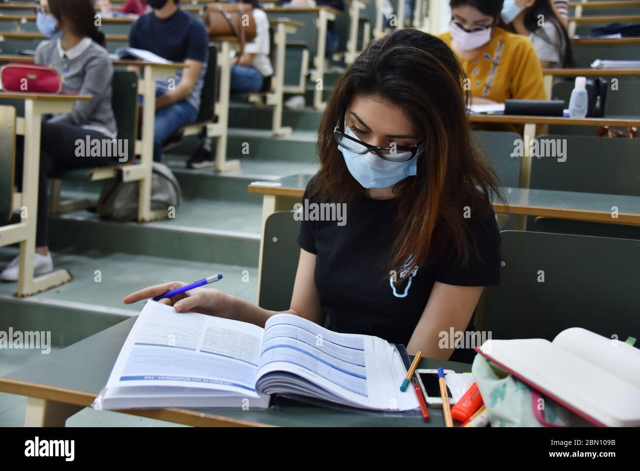 Tunis, Tunisia. 11th May, 2020. A medical student wearing a face mask ...