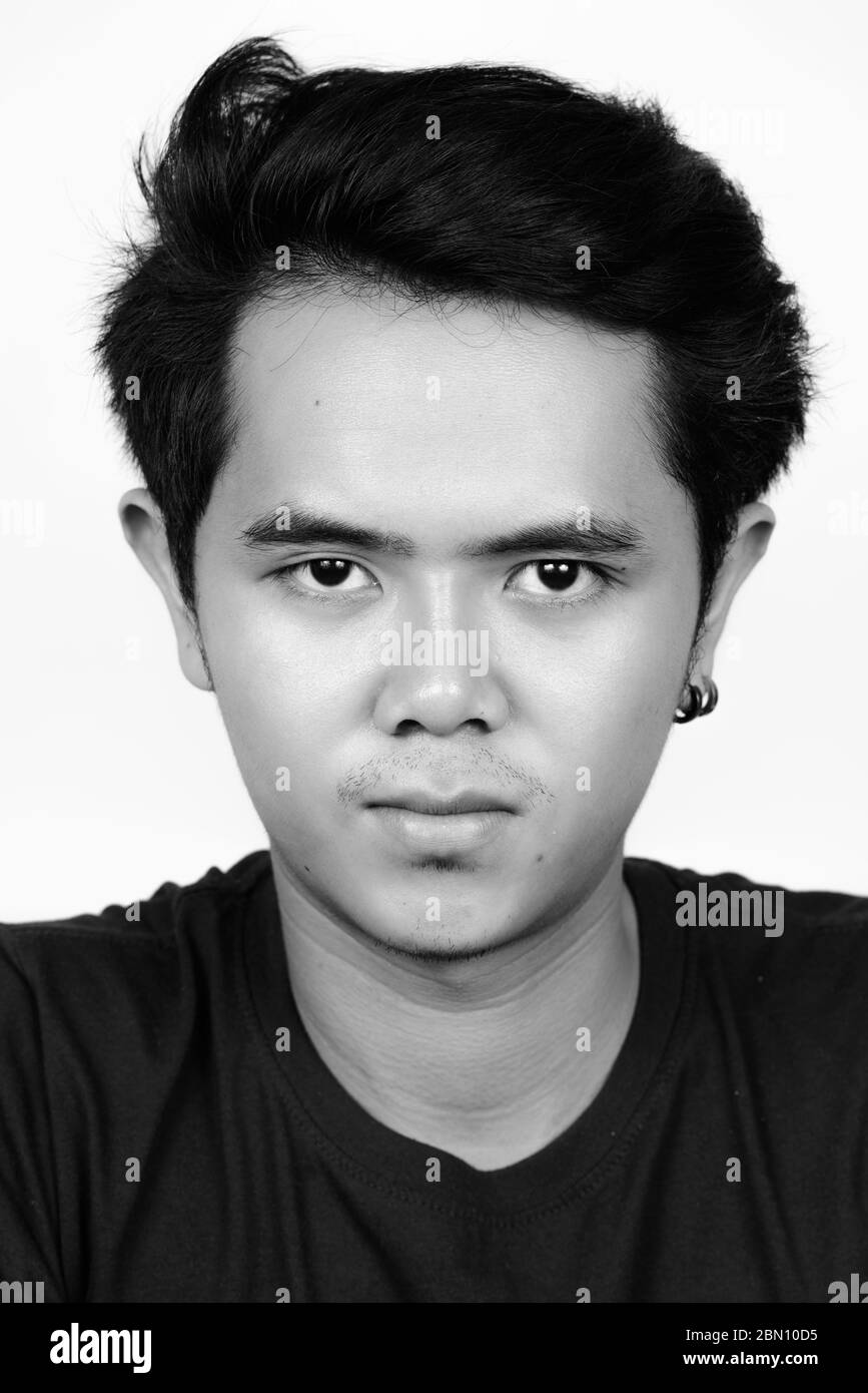 Portrait of young Asian man in black and white Stock Photo - Alamy