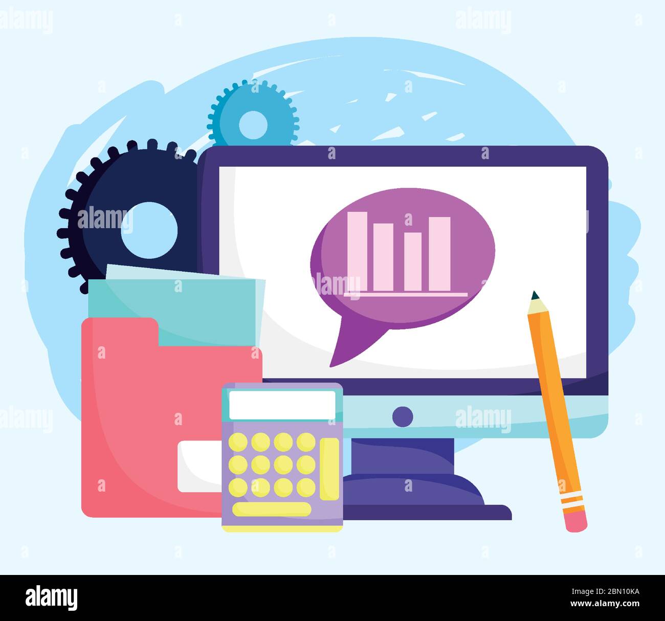 online education, computer calculator folder document pencil chart ...