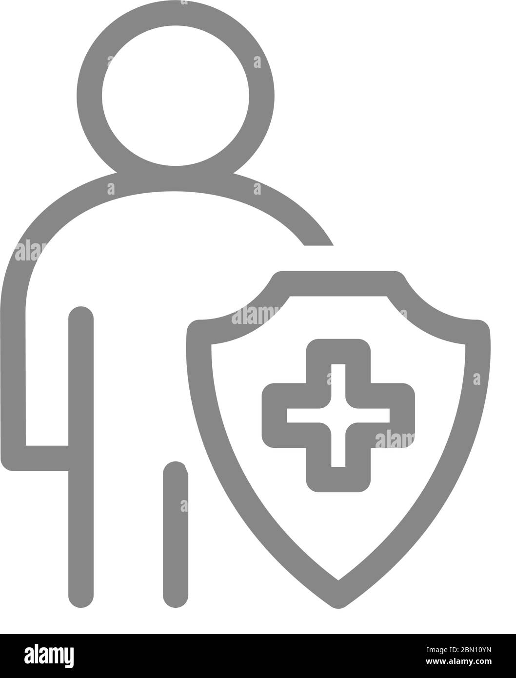 User profile with with shield line icon. Worker protection symbol Stock ...