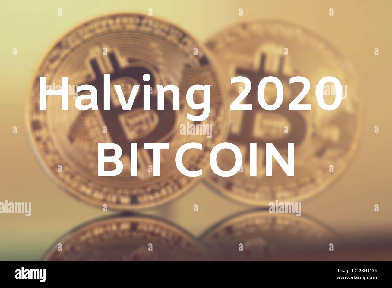Illustration with the text: Halving 2020 Bitcoin. Background to ...