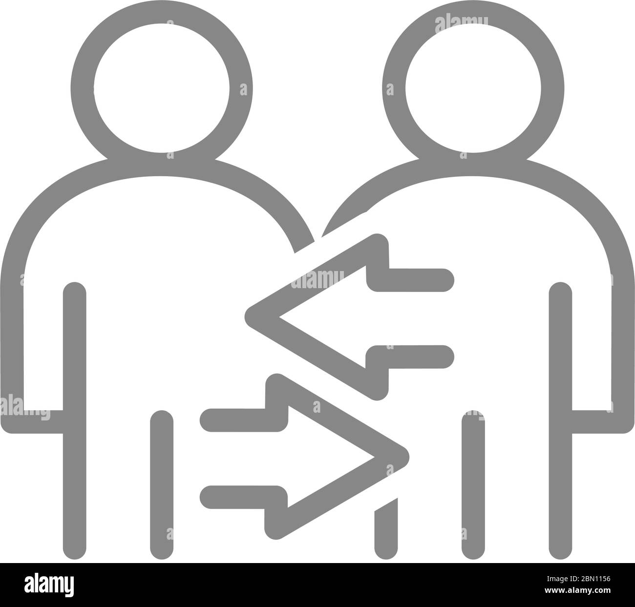 Two user profile with arrows line icon. Exchange workers, staff ...