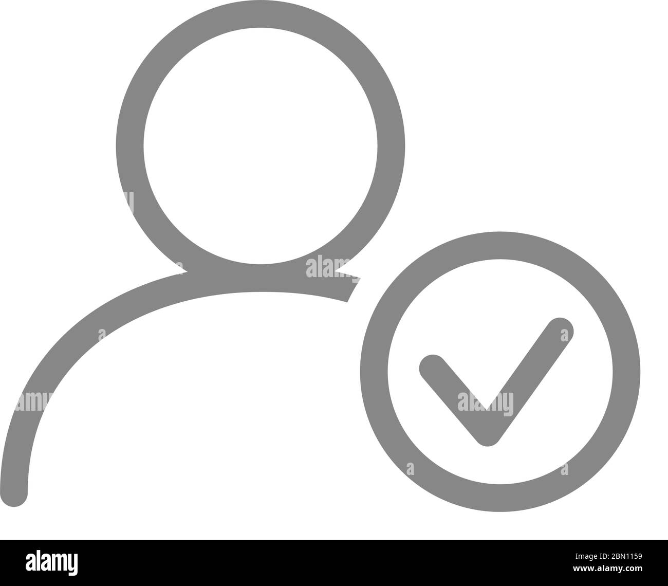 User profile with tick checkmark line icon. System verification ... User profile with tick checkmark line icon. System verification ...
