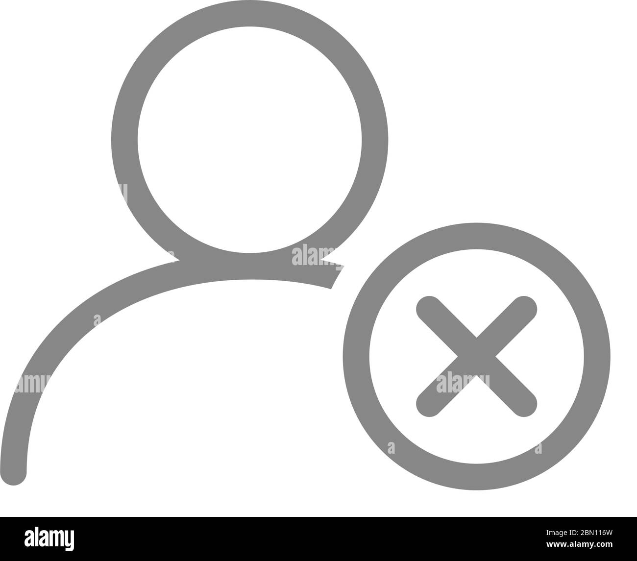 User profile with cross checkmark line icon. Employee rejected symbol ...