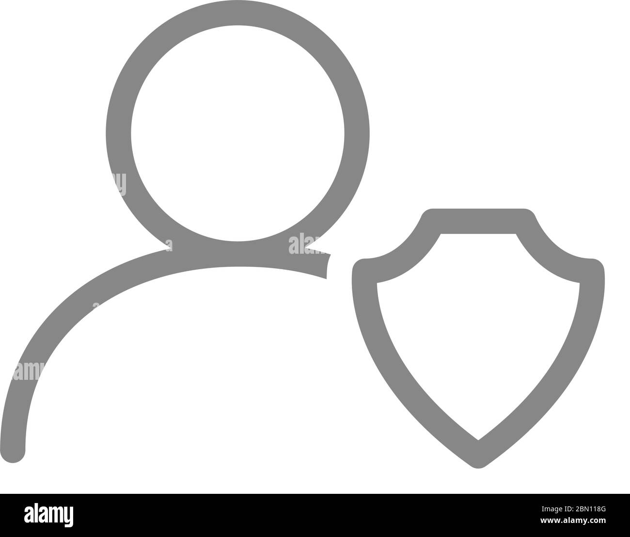 User profile with shield line icon. Online account protection symbol ...