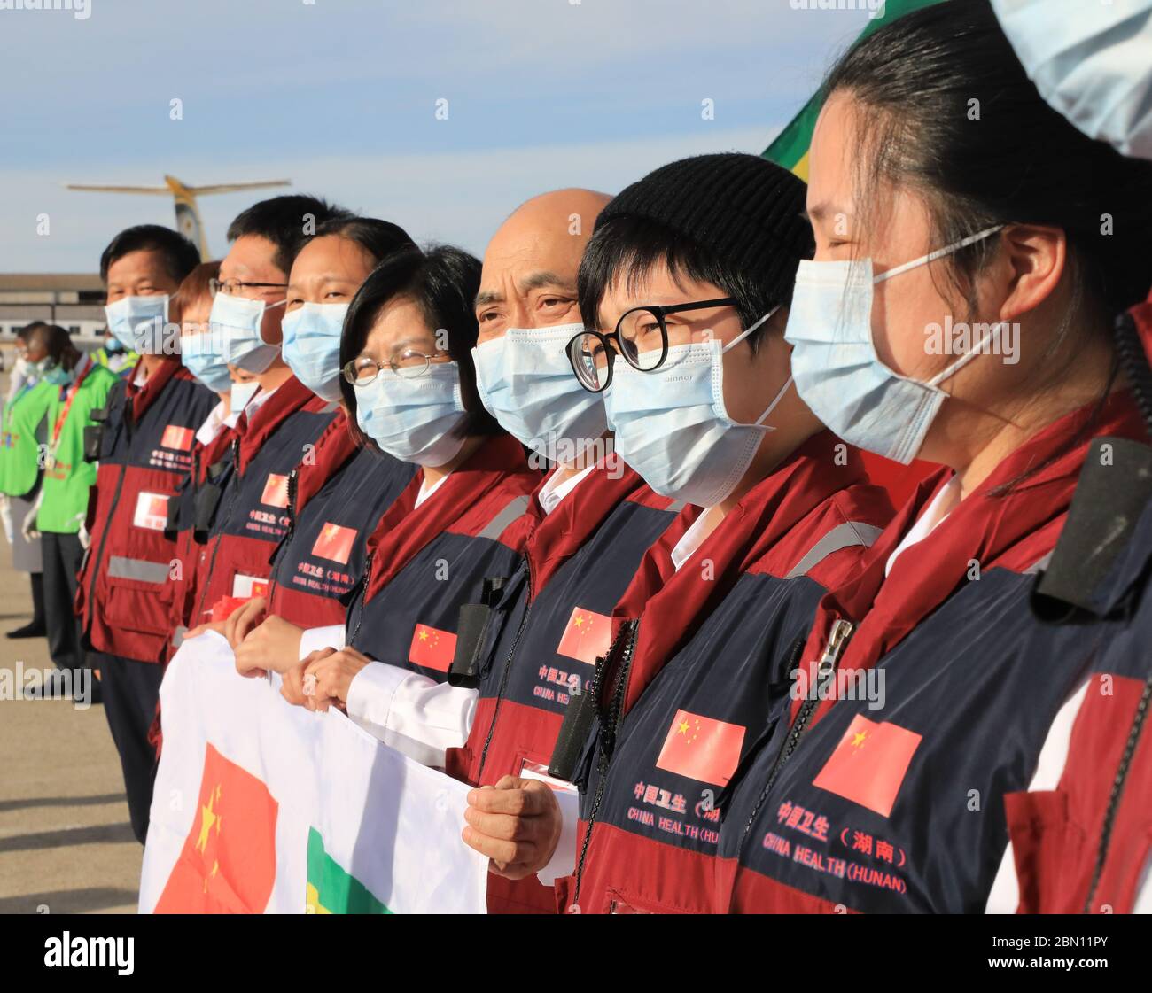 Harare, Zimbabwe. 11th May, 2020. Chinese medical team members pose for ...