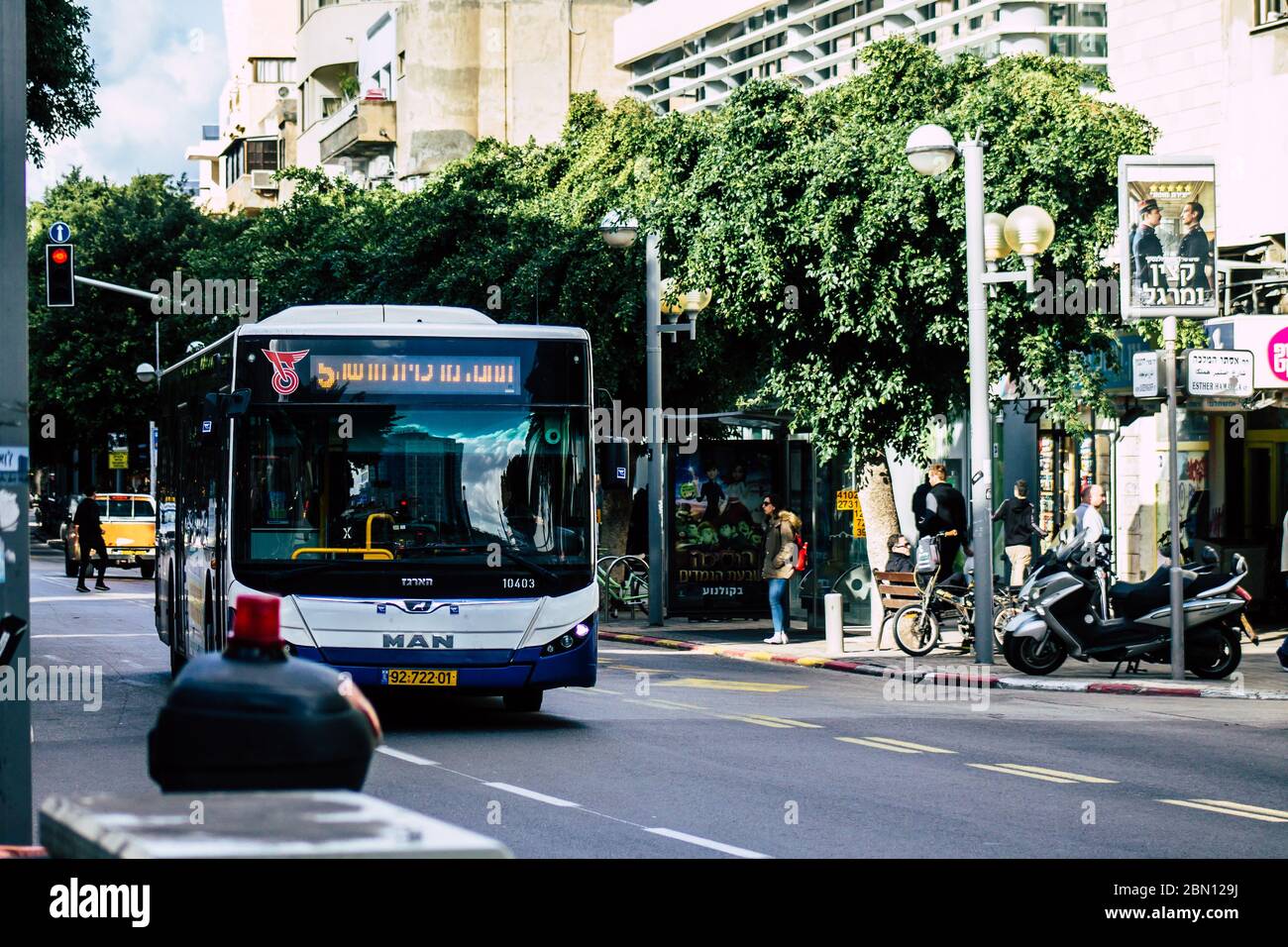 Tel Aviv Israel January 03, 2020 View of a traditional Israeli public ...