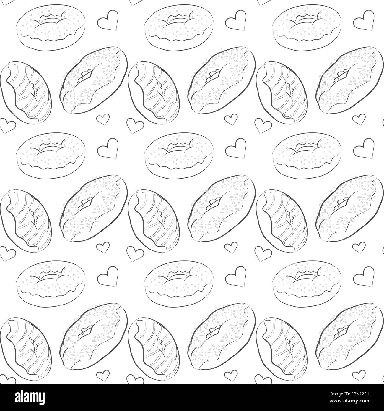 Beautiful vector seamless pattern with different contour donuts ...