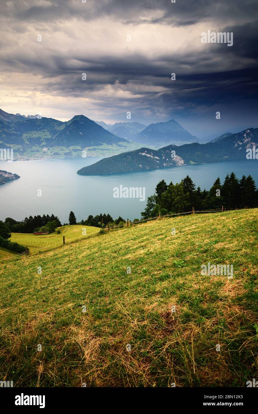View over lake Lucerne from Mount Rigi Stock Photo - Alamy