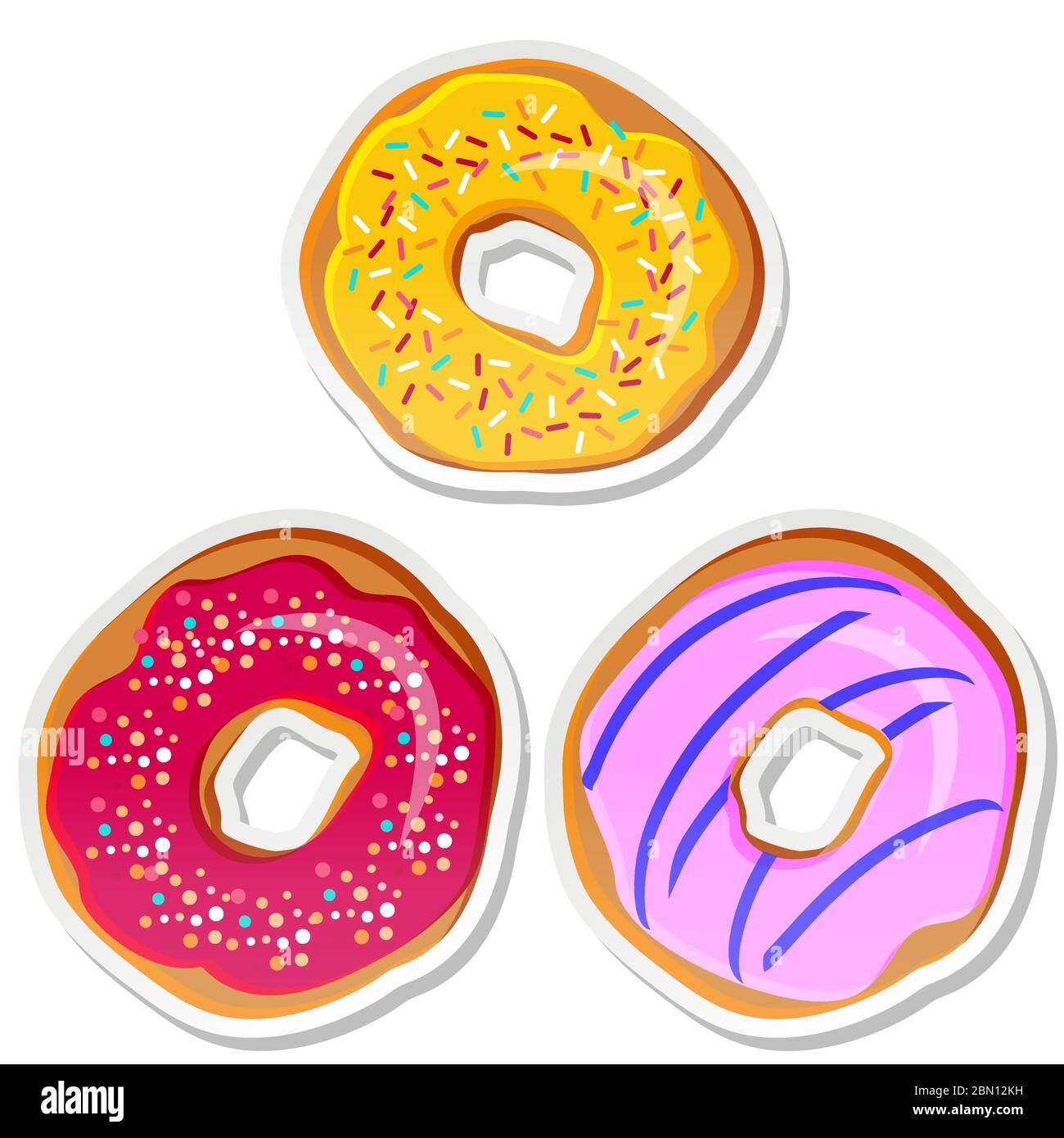 Food label or sticker set. Set of sweet donuts, bagels candy bakery ...