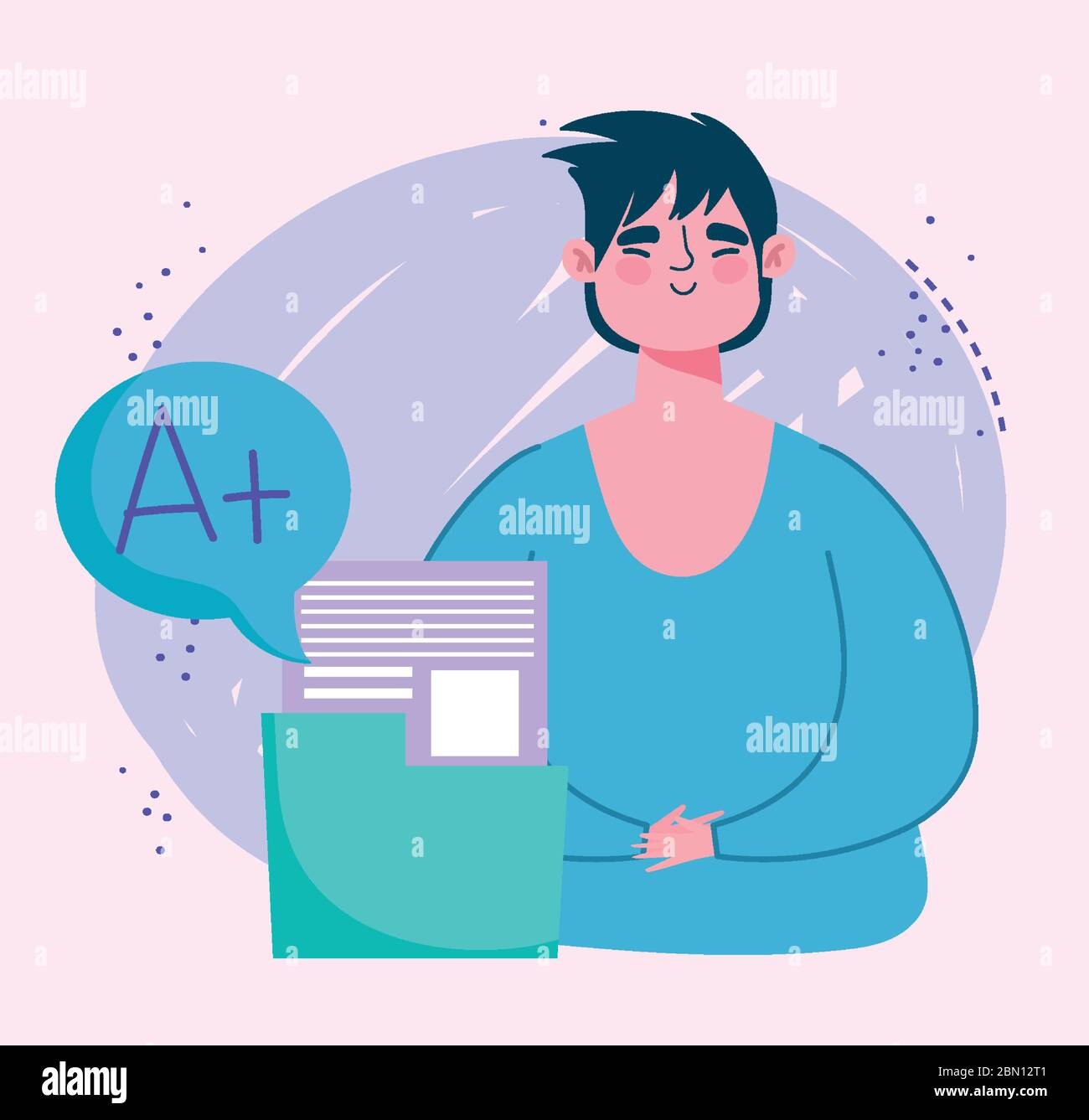 online education, student boy score a plus school data design vector ...