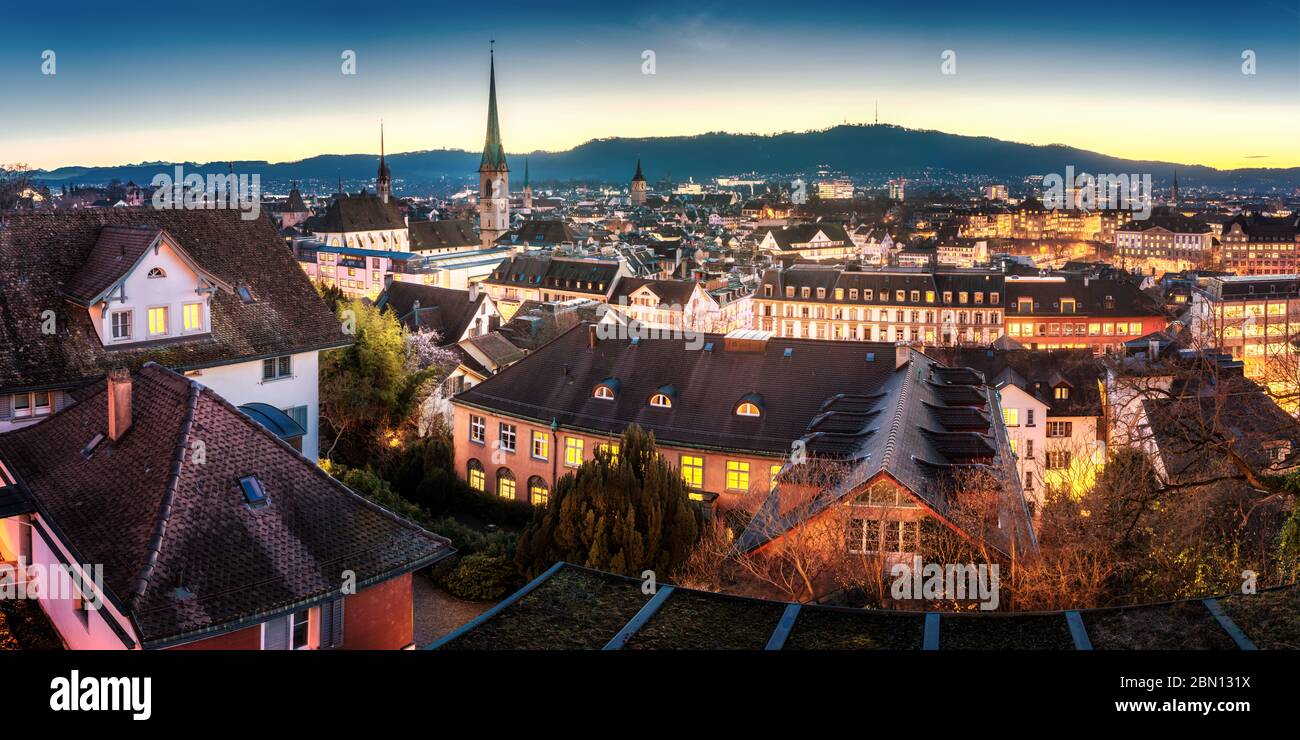 Zurich skyline at night hi-res stock photography and images - Alamy