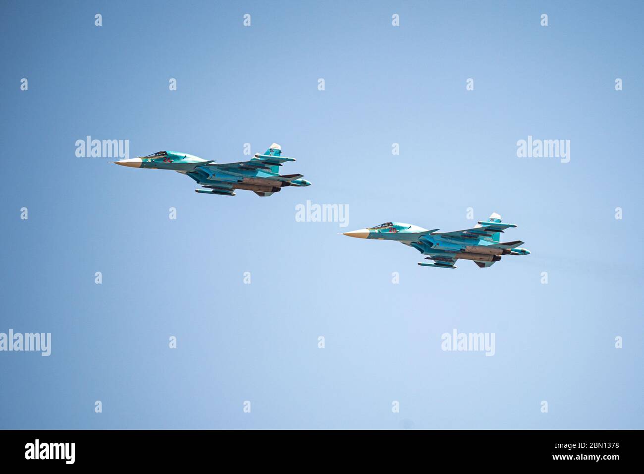 Russia, Khabarovsk - May 9, 2020: Su-34 front-line fighter-bomber ...
