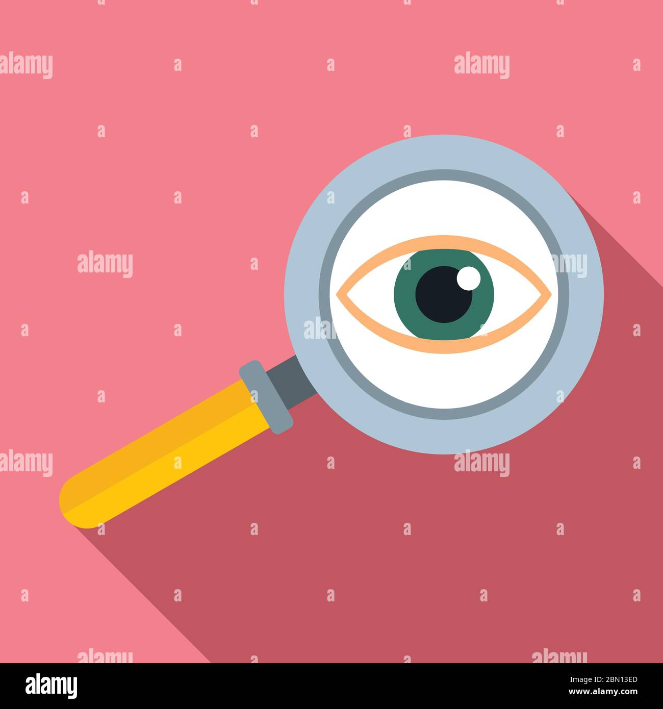 Eye examination magnifier icon. Flat illustration of eye examination ...