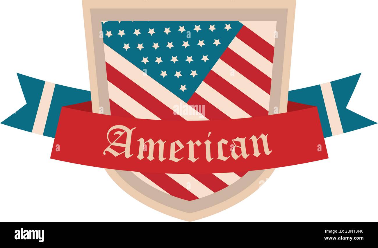 happy independence day, american flag shield banner decoration vector ...