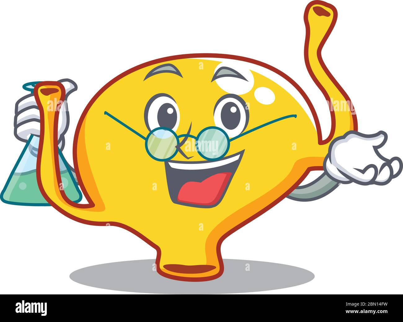 Bladder smart Professor Cartoon design style working with glass tube ...