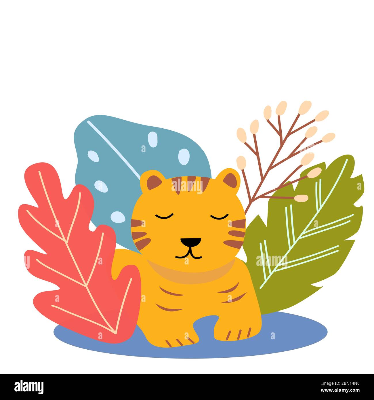 Tiger with green background Stock Vector Images - Alamy