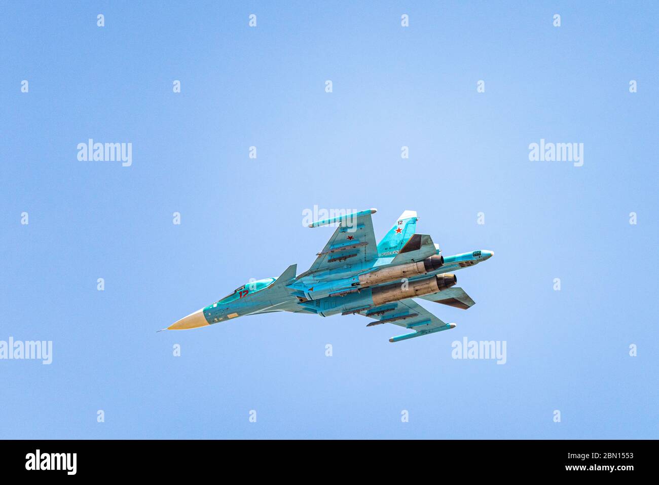 Russia, Khabarovsk - May 9, 2020: Su-34 front-line fighter-bomber ...