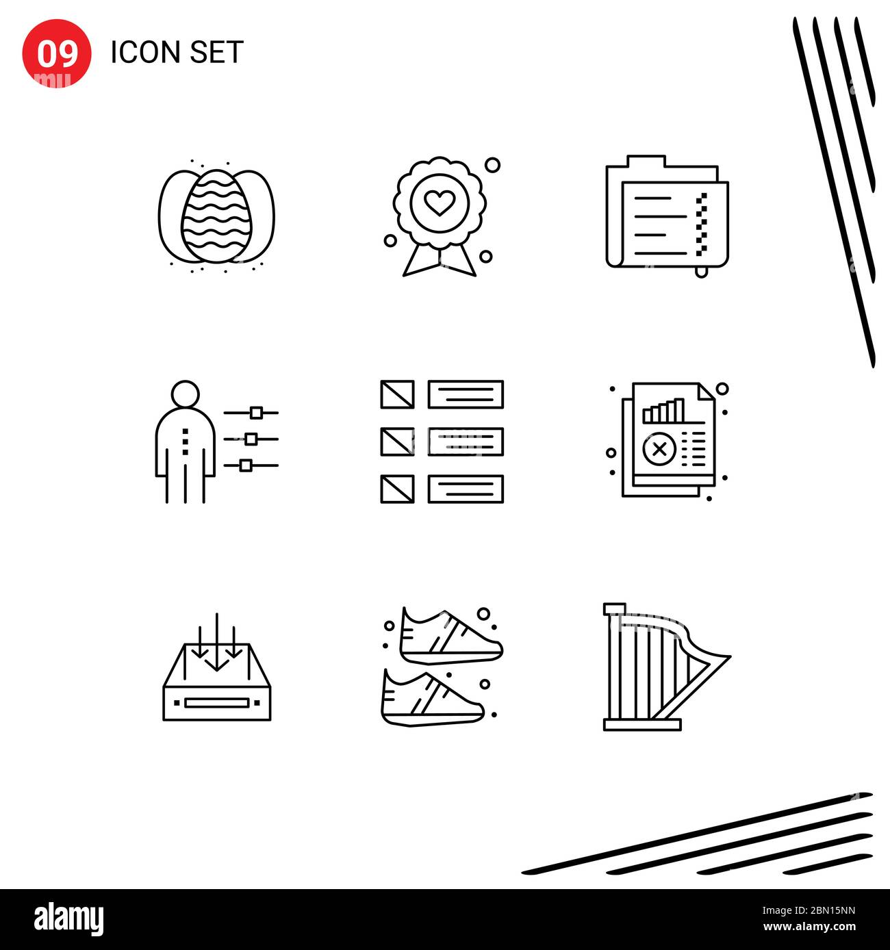 Group of 9 Outlines Signs and Symbols for person, employee, label ...