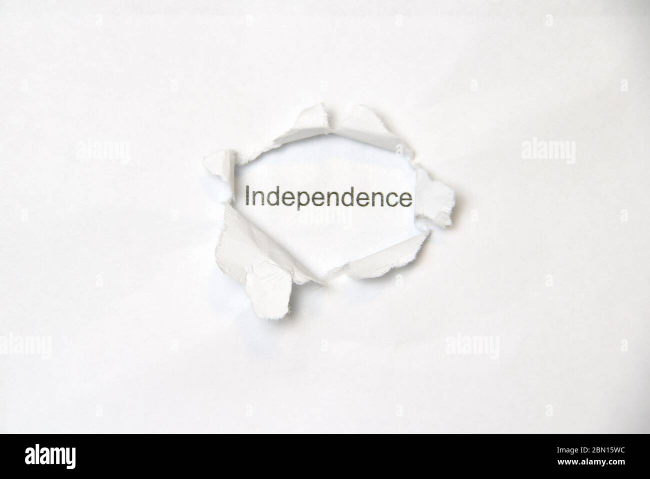 Word independence on white isolated background, the inscription through ...