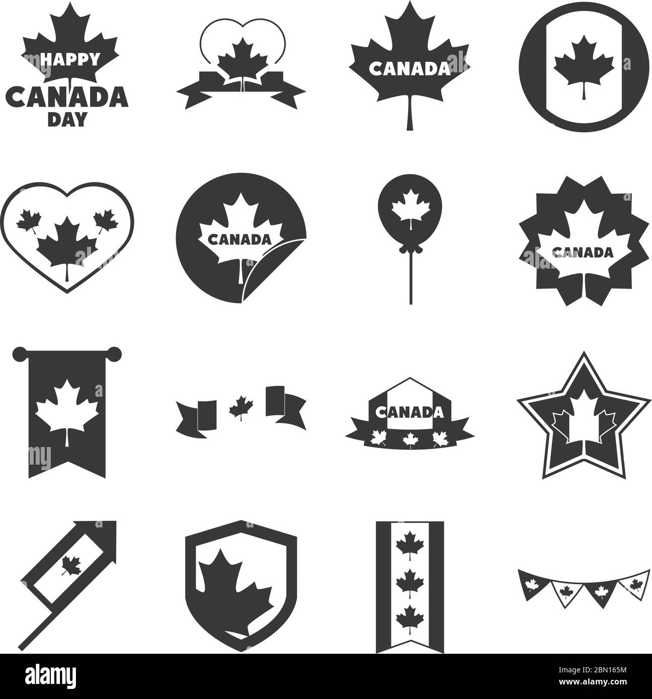 canada day, independence freedom national patriotism celebration icons ...