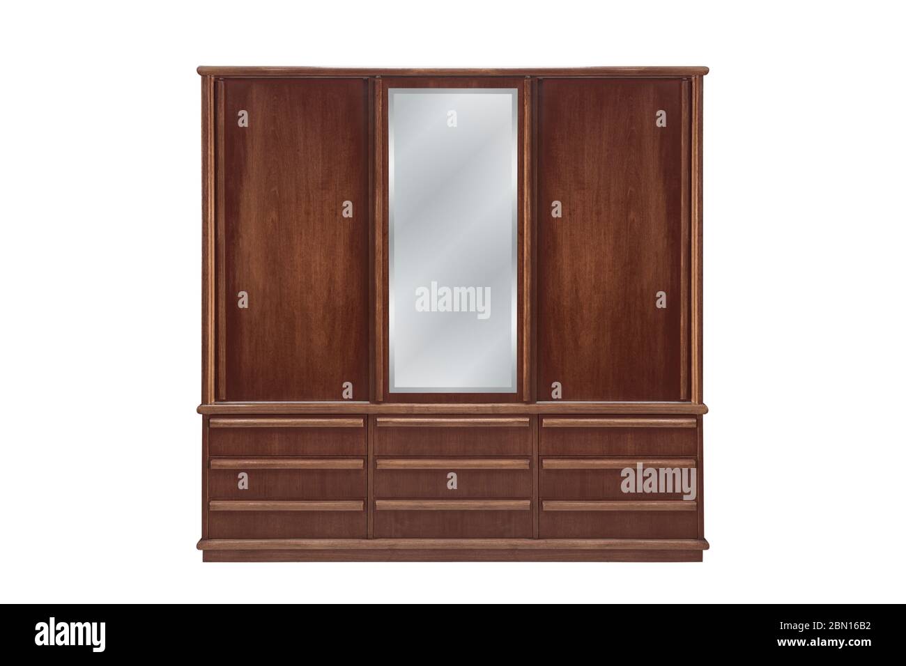 Red Wooden wardrobe isolated on white background Stock Photo - Alamy