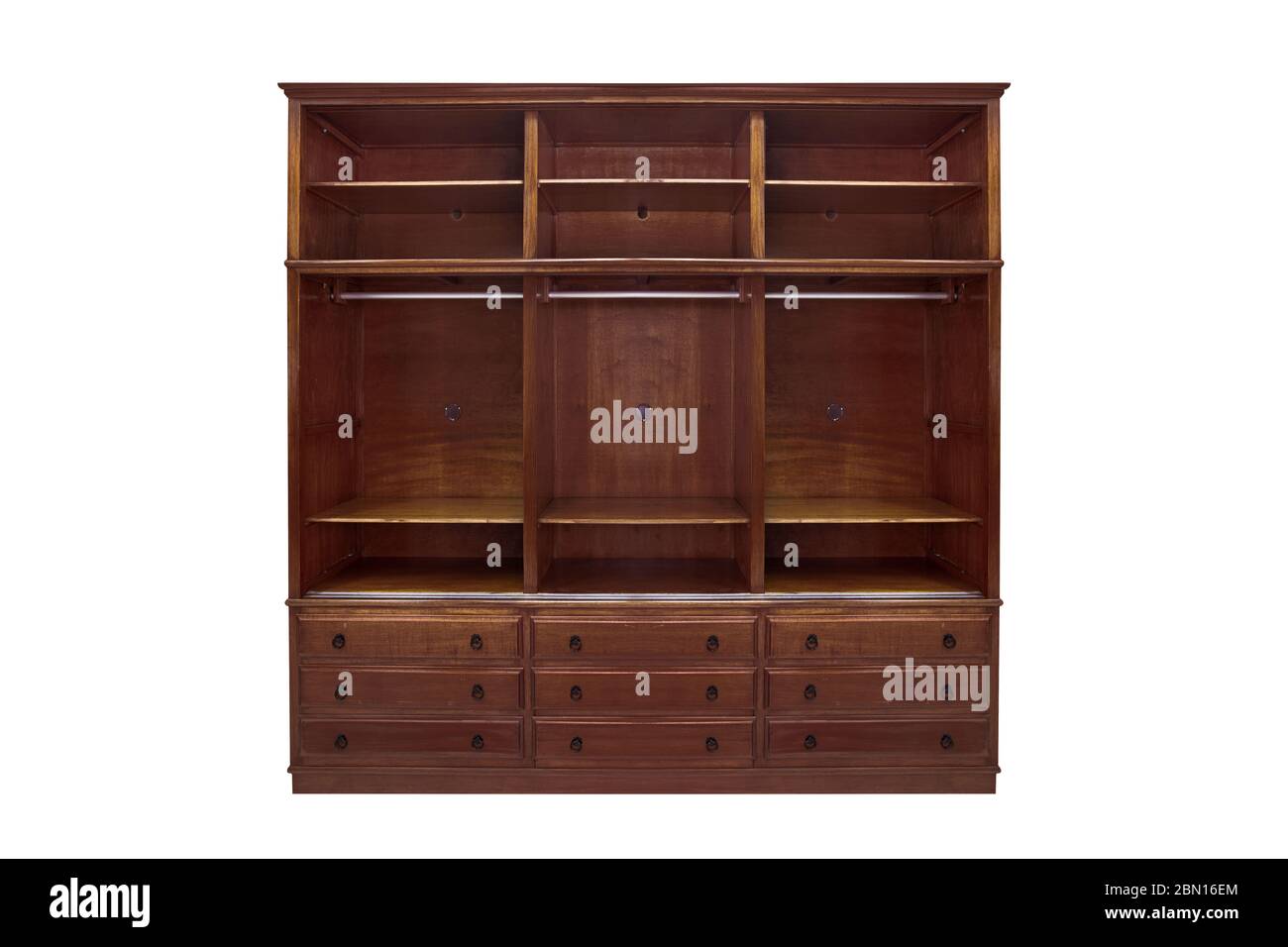 Red Wooden wardrobe isolated on white background Stock Photo - Alamy