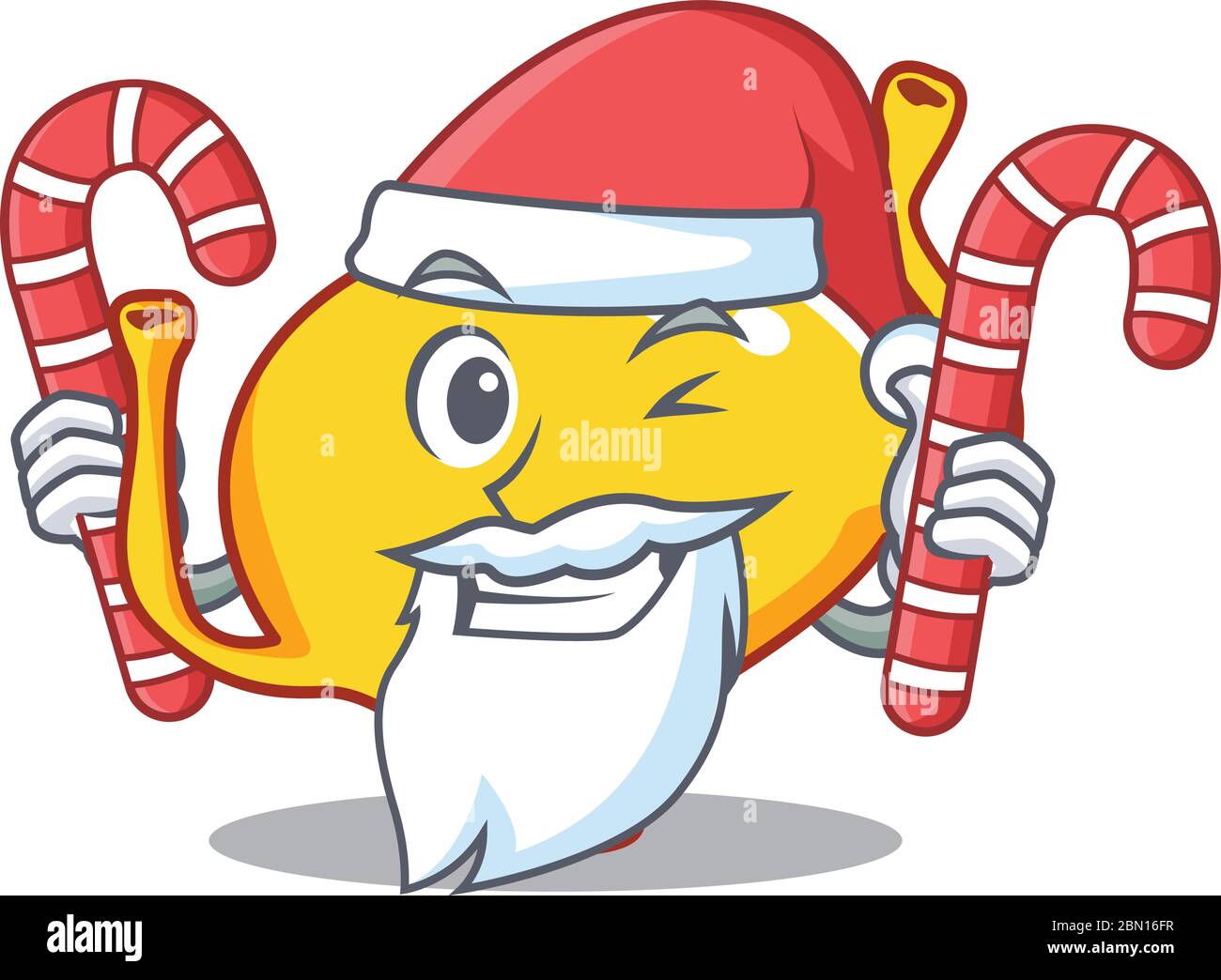 Friendly bladder in Santa Cartoon character holds Christmas candies ...