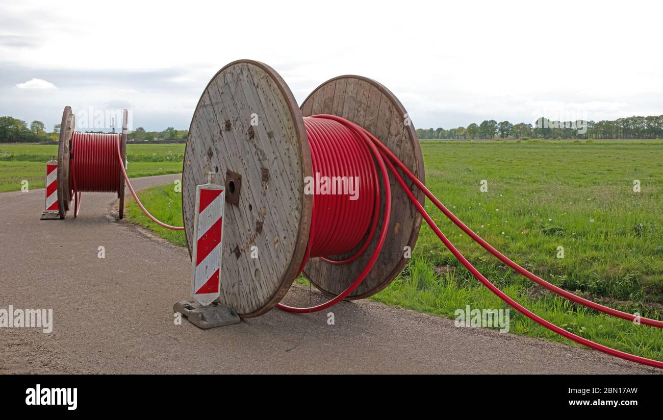 Huge roll of cable for underground cable installation, the Netherlands ...
