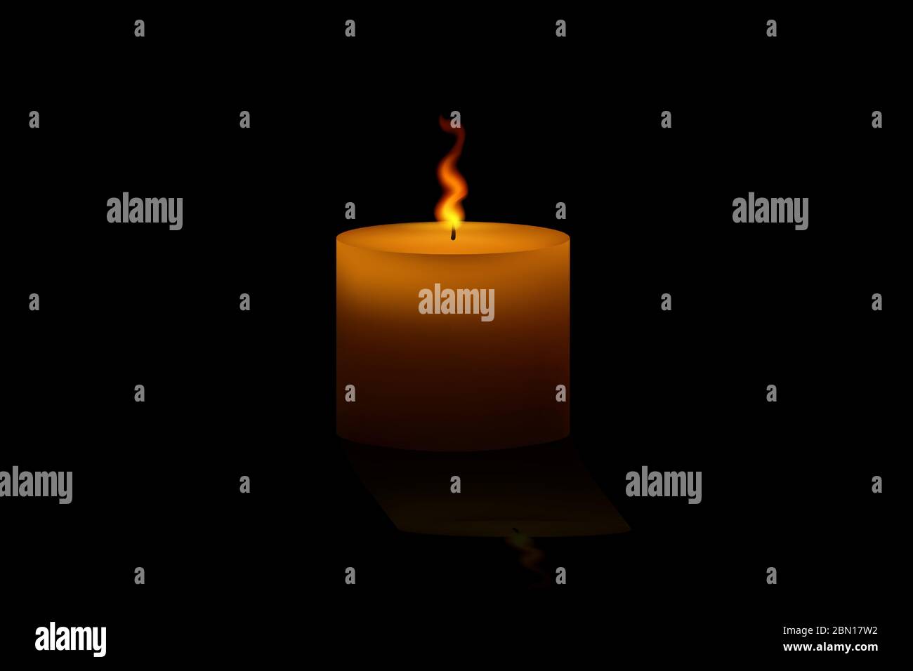 Realistic candle flame. Vector illustration. Candlelight on black ...