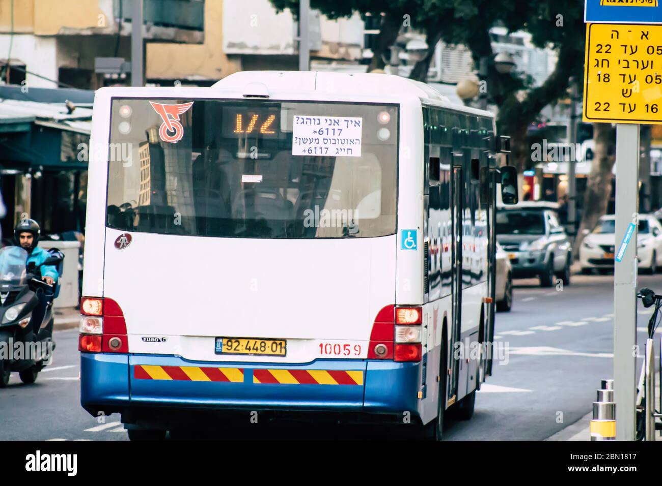Tel Aviv Israel December 23, 2019 View of a traditional Israeli public ...