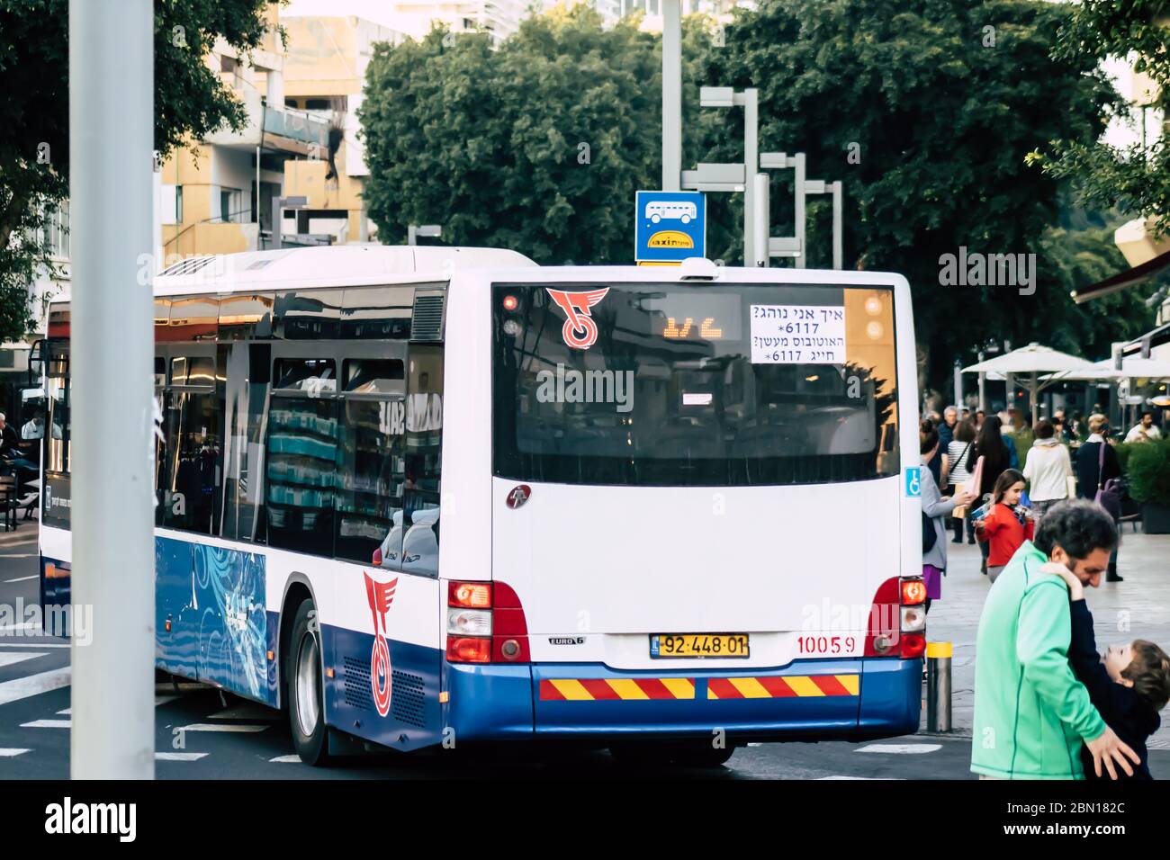 Tel Aviv Israel December 23, 2019 View of a traditional Israeli public ...