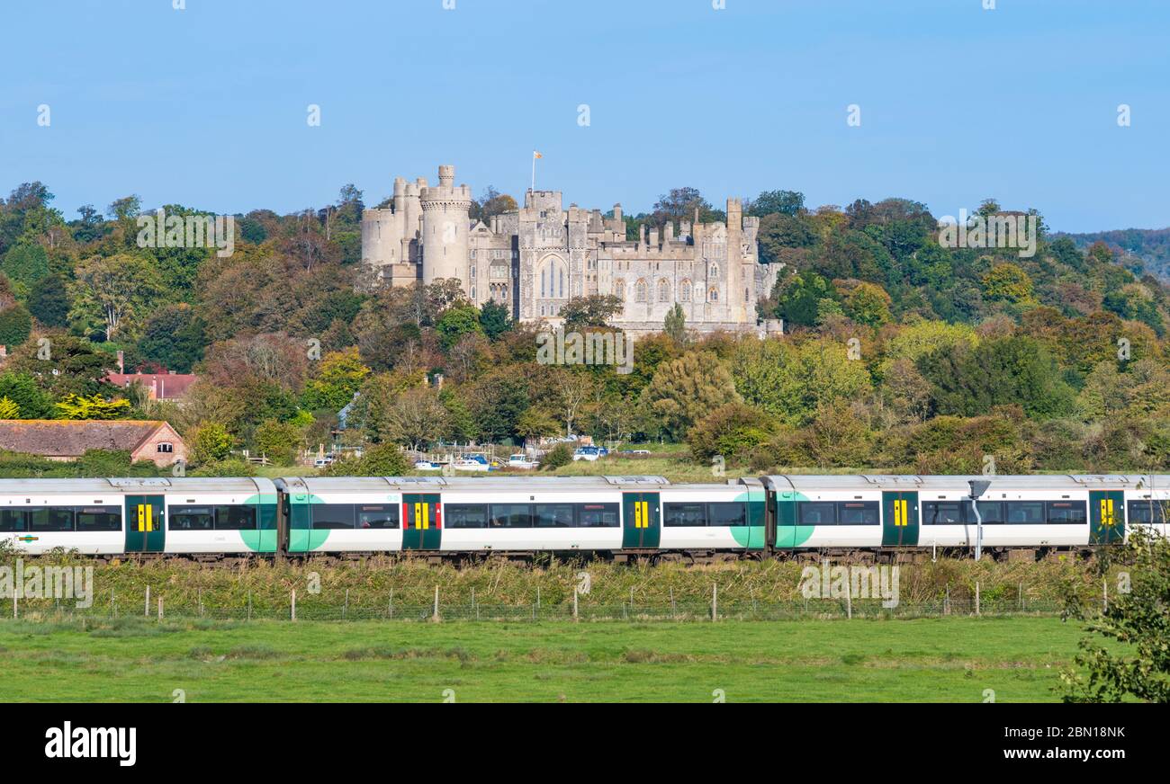 Class 377 Electrostar Southern train on the South Downs in front of ...