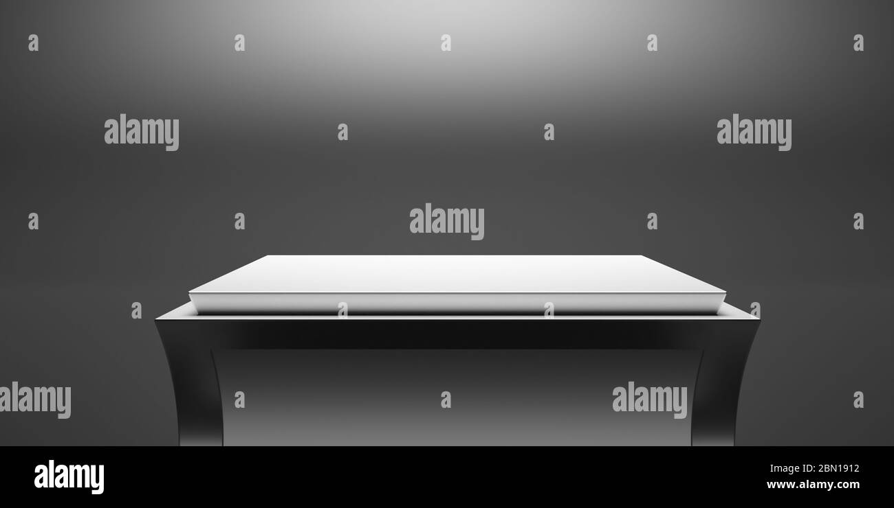 Product display empty, table shape, dark grey, black color background ...