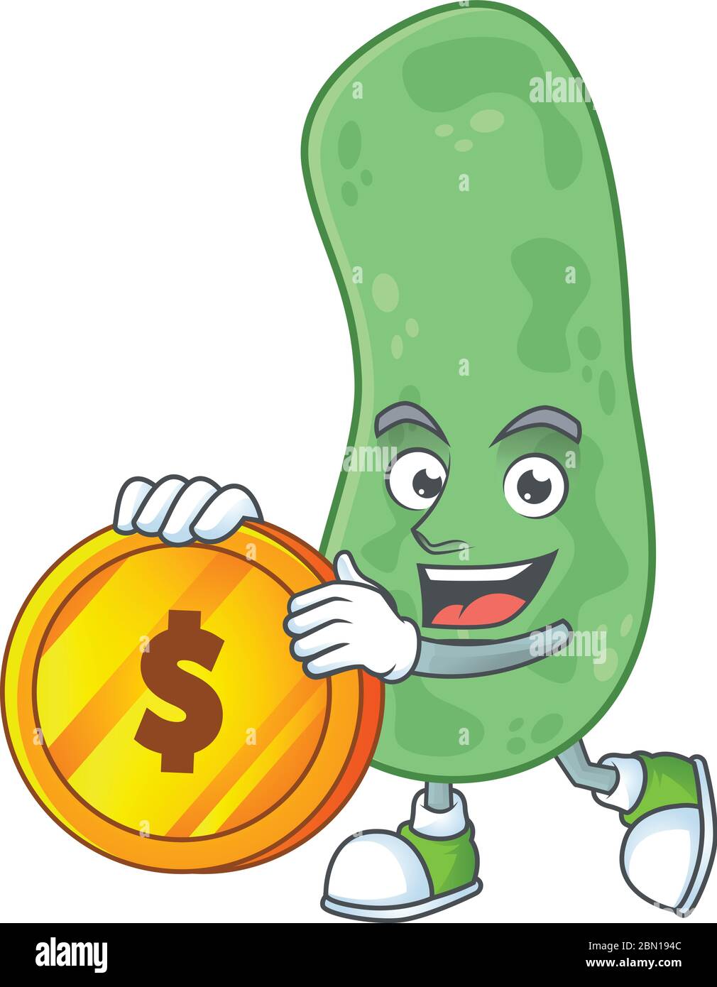 Enterobacteriaceae rich cartoon character have big gold coin Stock ...